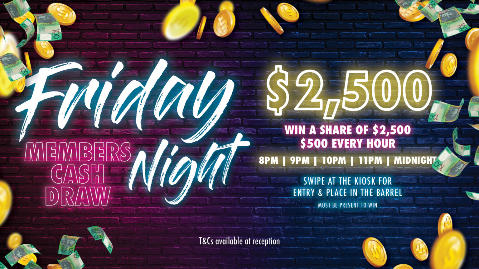 December - Member Friday Night $2,500 Cash Draw - Windsor RSL