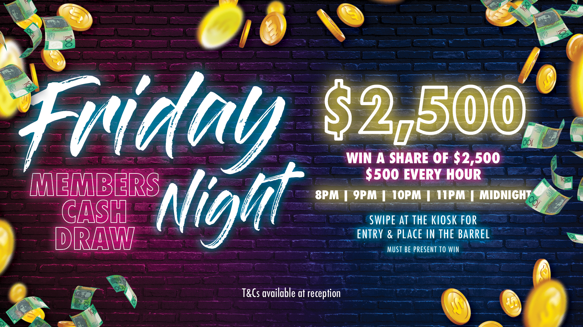 December - Member Friday Night $2,500 Cash Draw - Windsor RSL